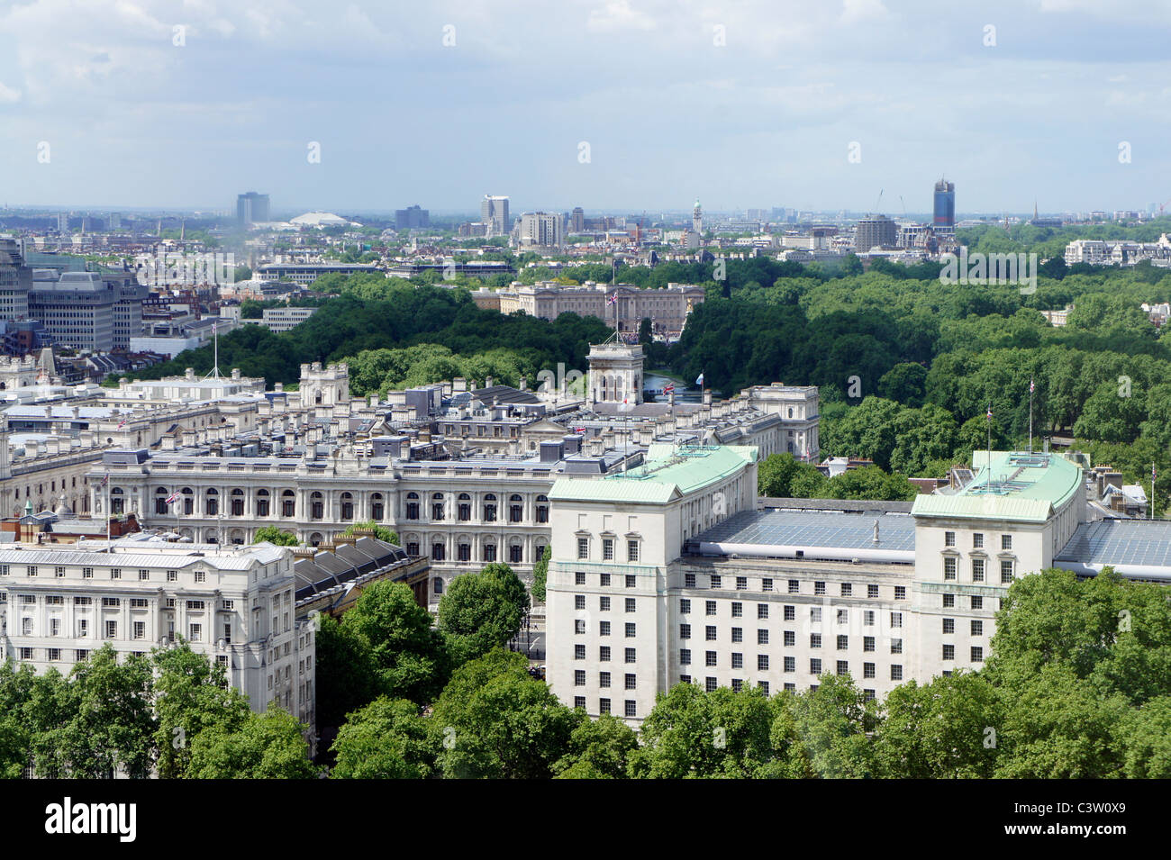 view from London Eye, including Ministry of Defence building, the ...