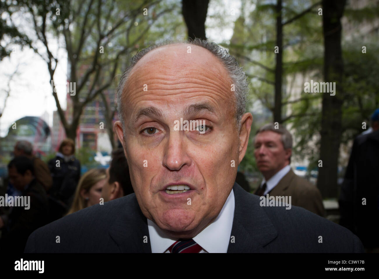 Former mayor of New York City Rudy Guiliani being interviewed at ...