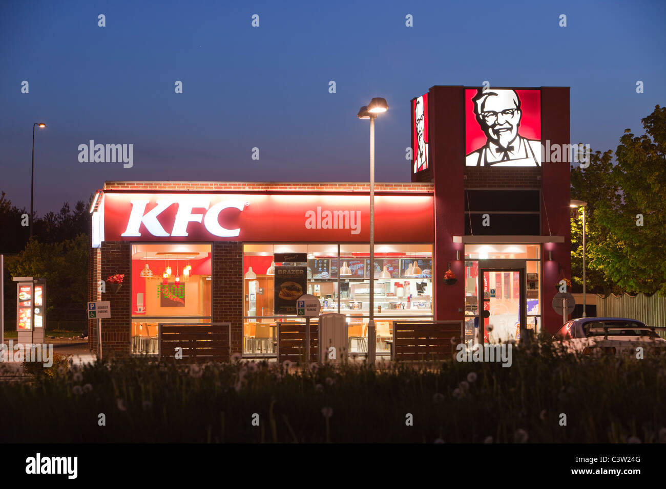 A Kentucky Fried chicken store at night in Billingham, Teeside, UK ...