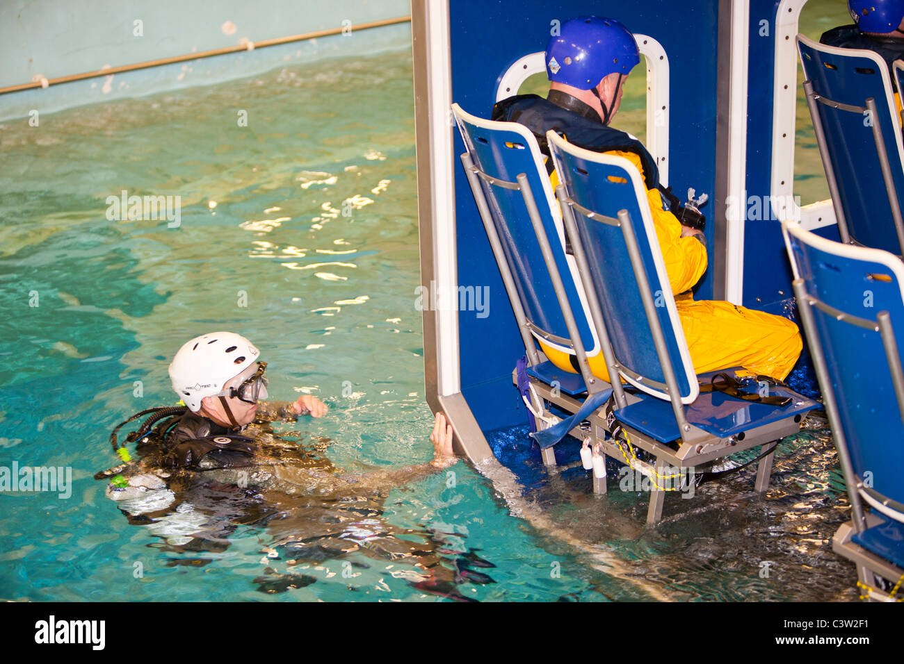 Workers in the offshore industry practice helicopter ditching ...