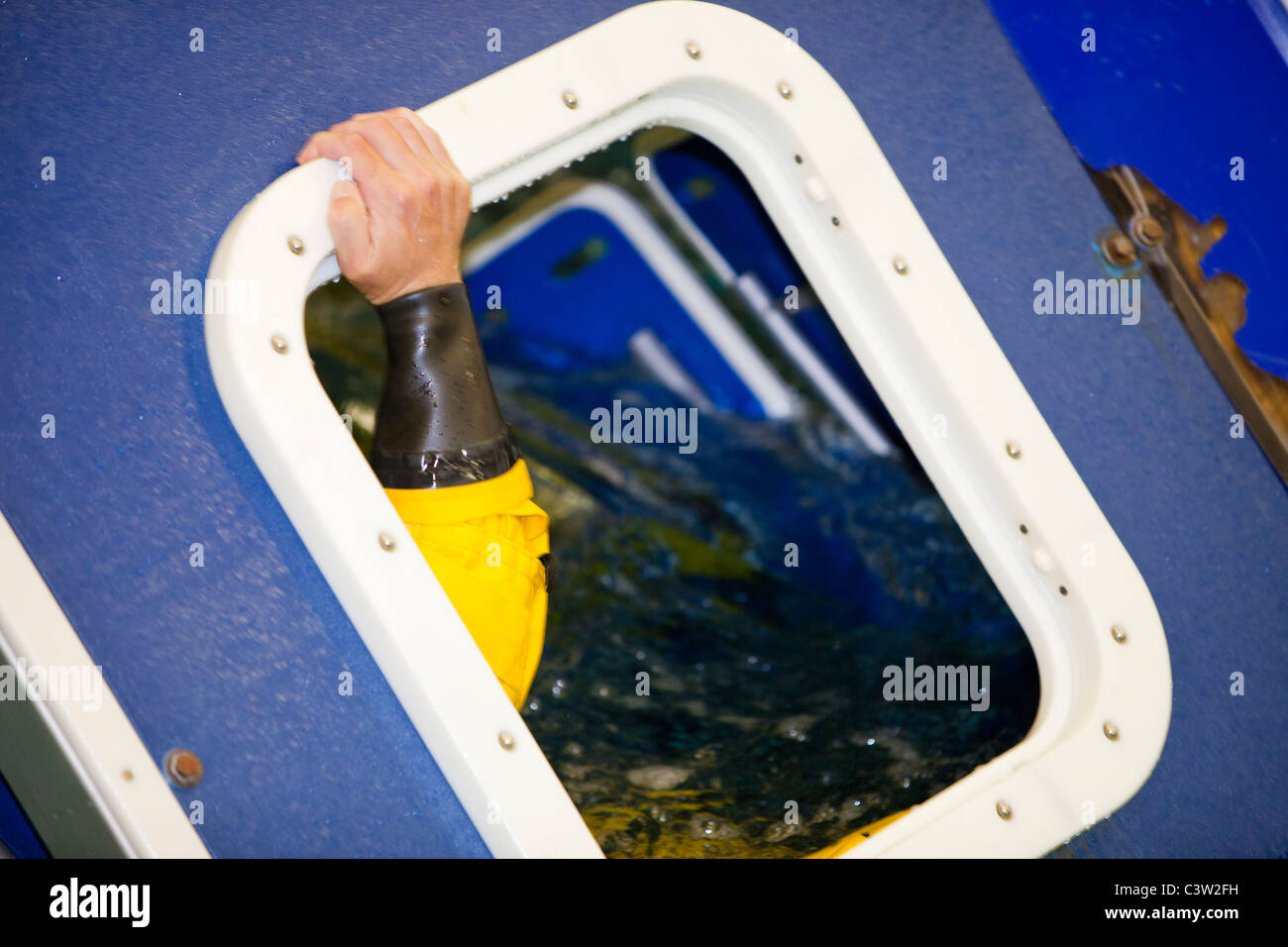 Workers in the offshore industry practice helicopter ditching ...