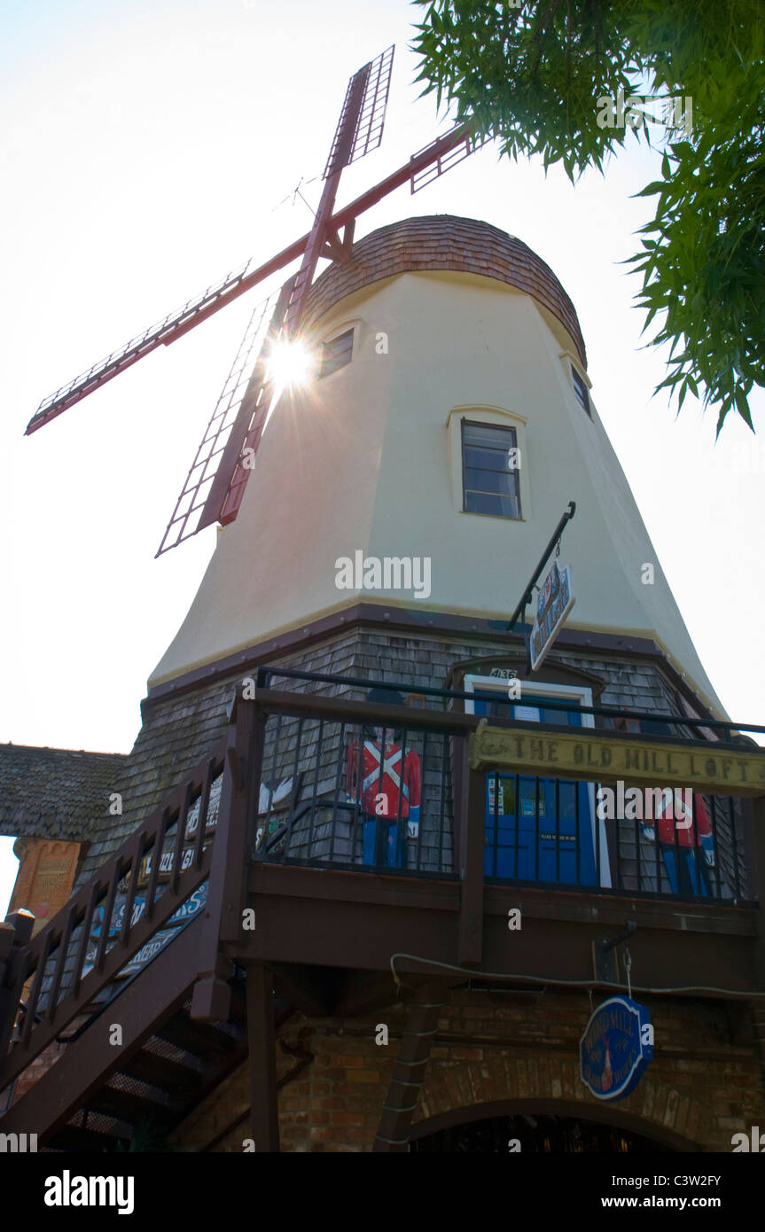 Wooden windmill in the Danish style village of Solvang, Santa Barbara ...
