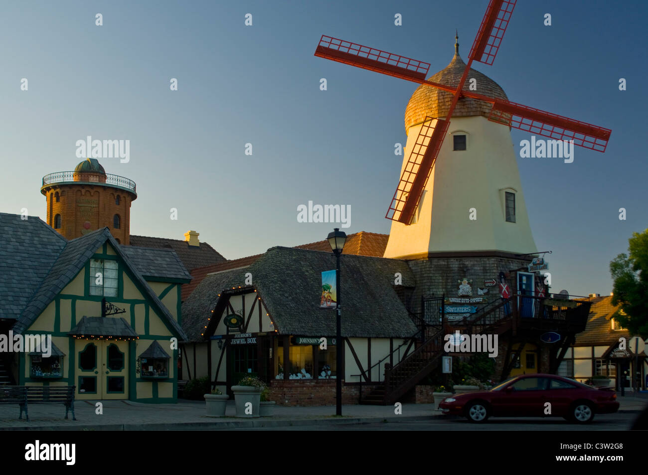 Wooden windmill in the Danish style village of Solvang, Santa Barbara ...