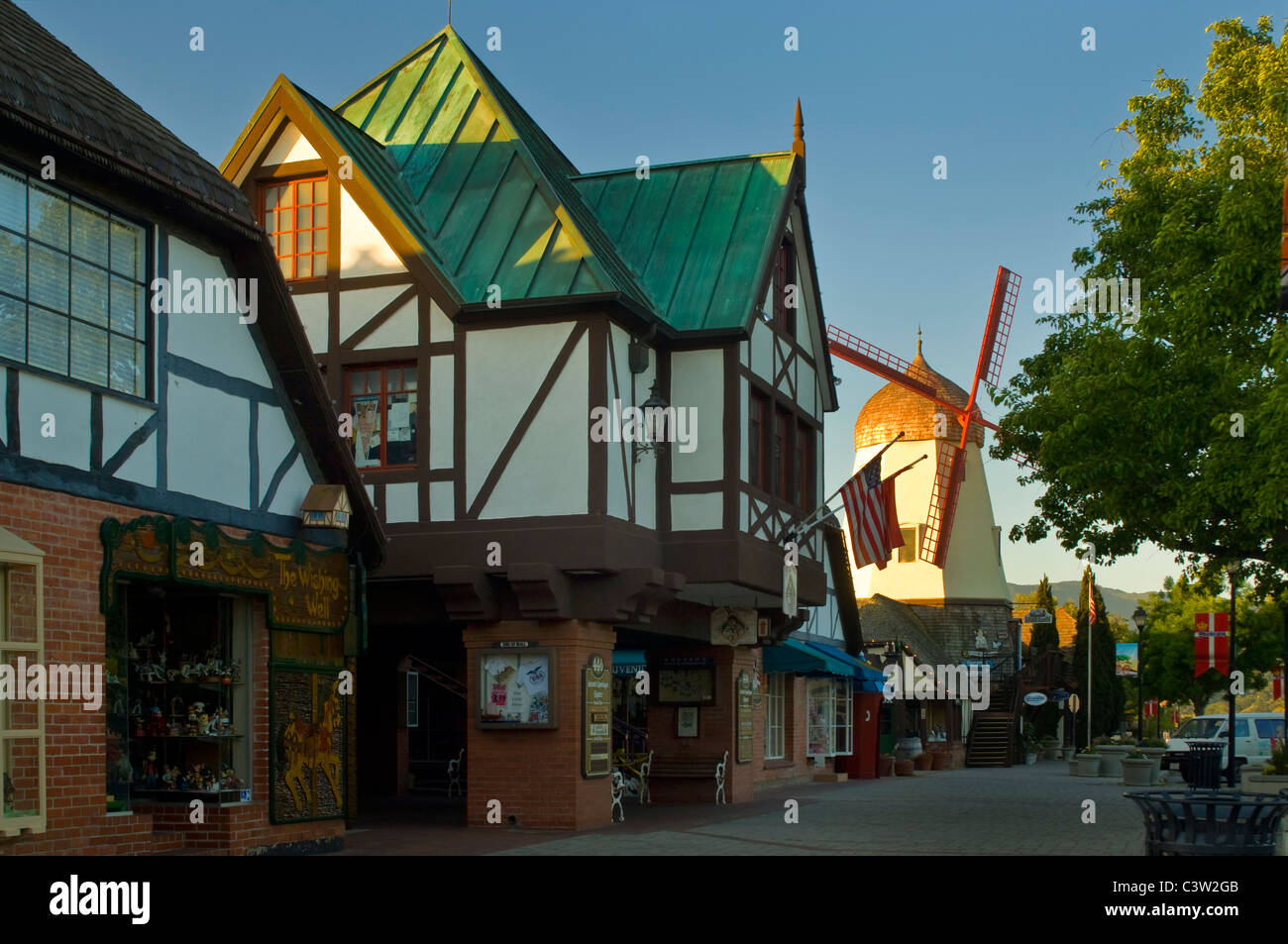 Wooden windmill in the Danish style village of Solvang, Santa Barbara ...