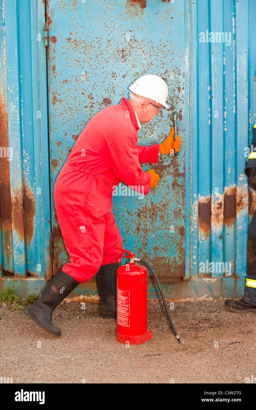 A fire fighting exercise Stock Photo - Alamy