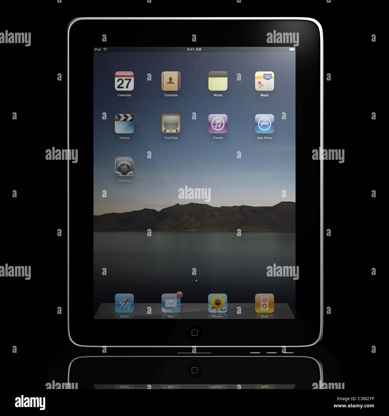 iPad 3D model isolated on black Stock Photo - Alamy