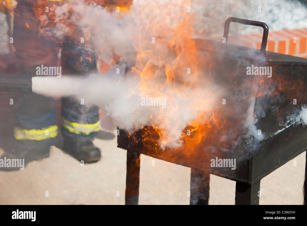 A fire fighting exercise Stock Photo - Alamy