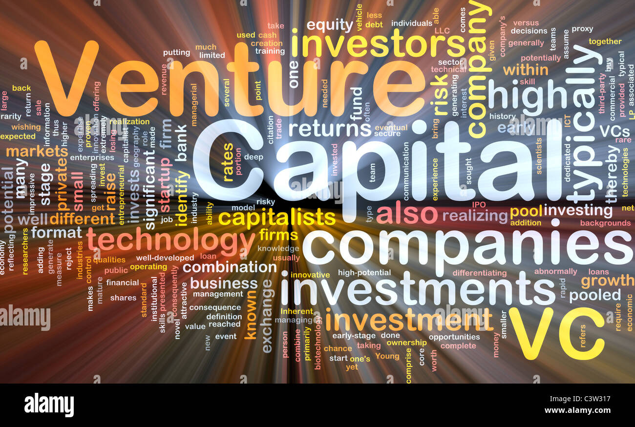 Background concept wordcloud illustration of venture capital glowing ...