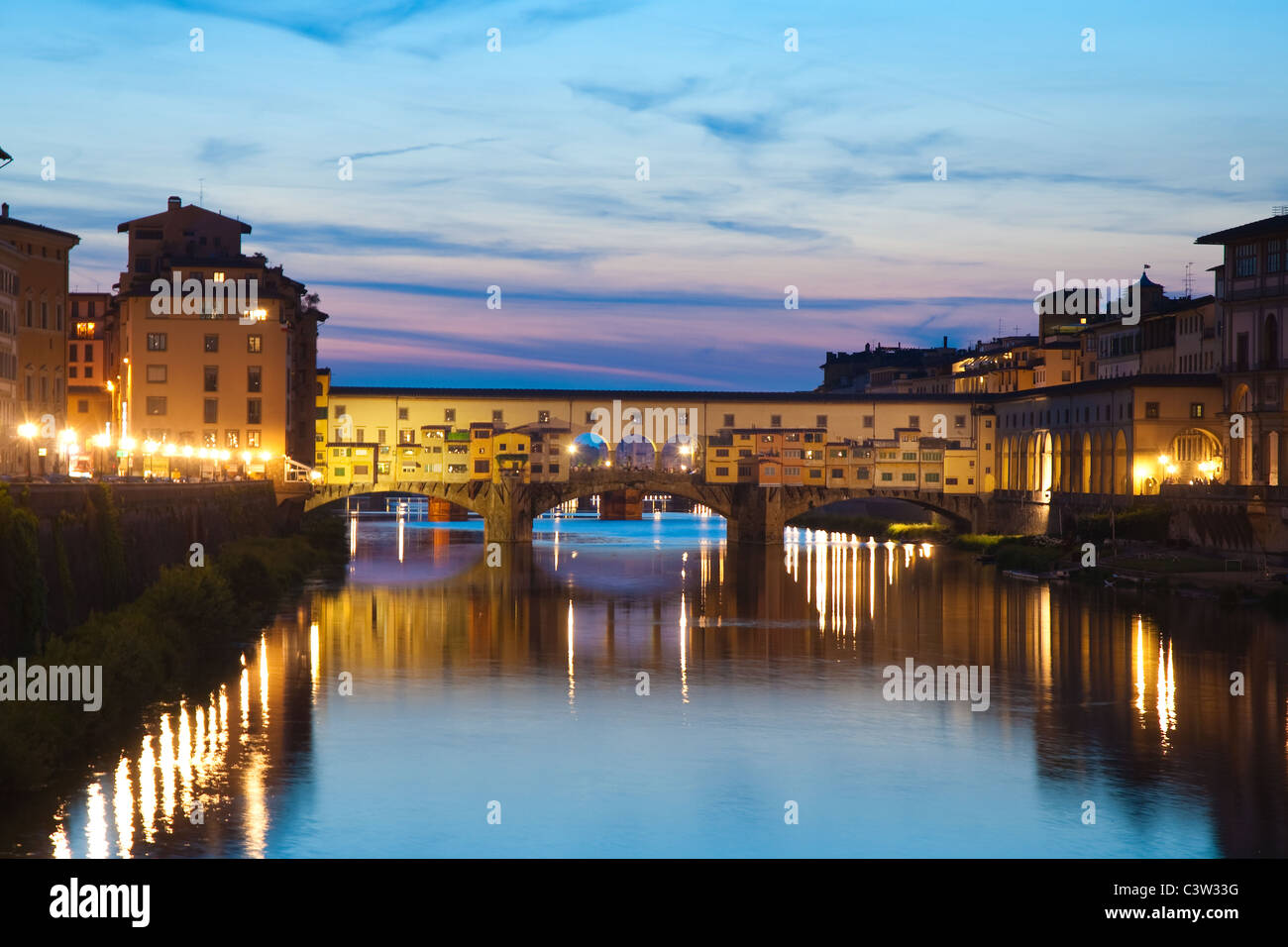 This is an image of the Ponte Vecchio bridge crossing the Arno river ...
