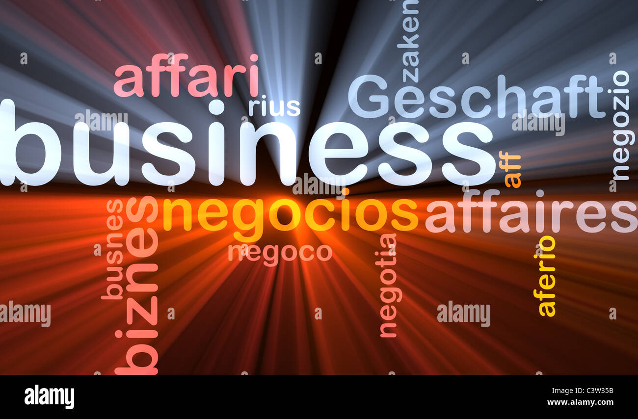 Background concept wordcloud illustration of business glowing light ...