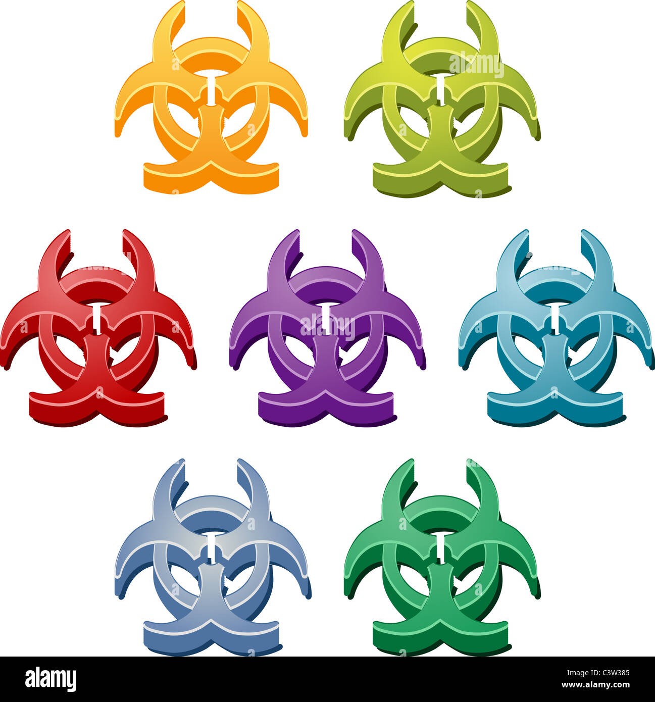 Biohazard warning button icon colored illustration set Stock Photo - Alamy