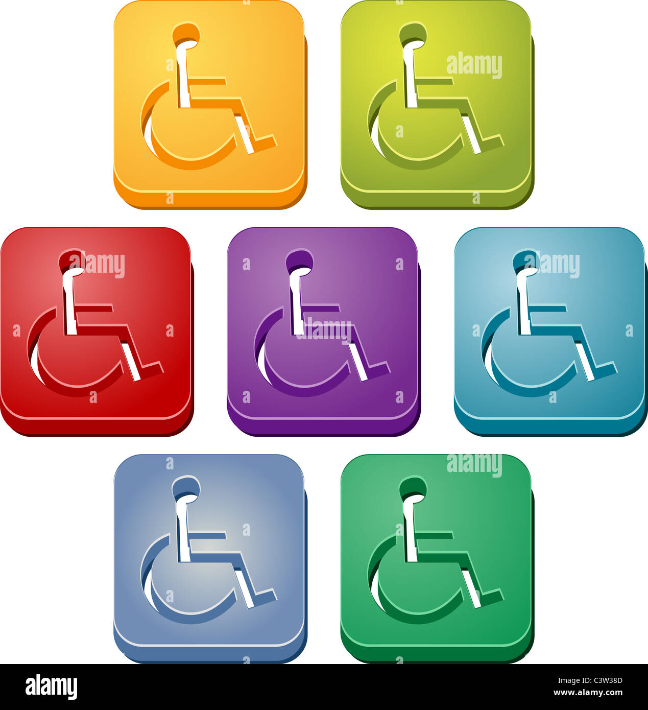 Handicap symbol button icon colored illustration set Stock Photo - Alamy