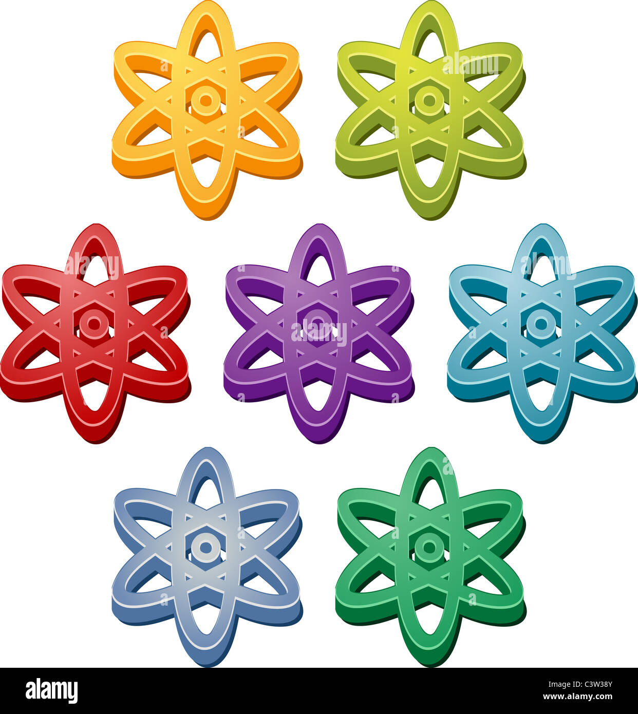 Atomic nuclear molecule g button icon colored illustration set Stock ...