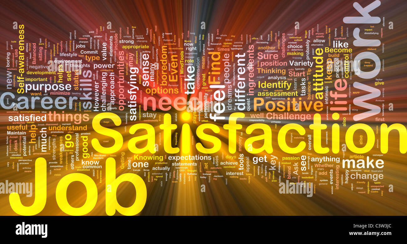 Background concept wordcloud illustration of job satisfaction glowing ...