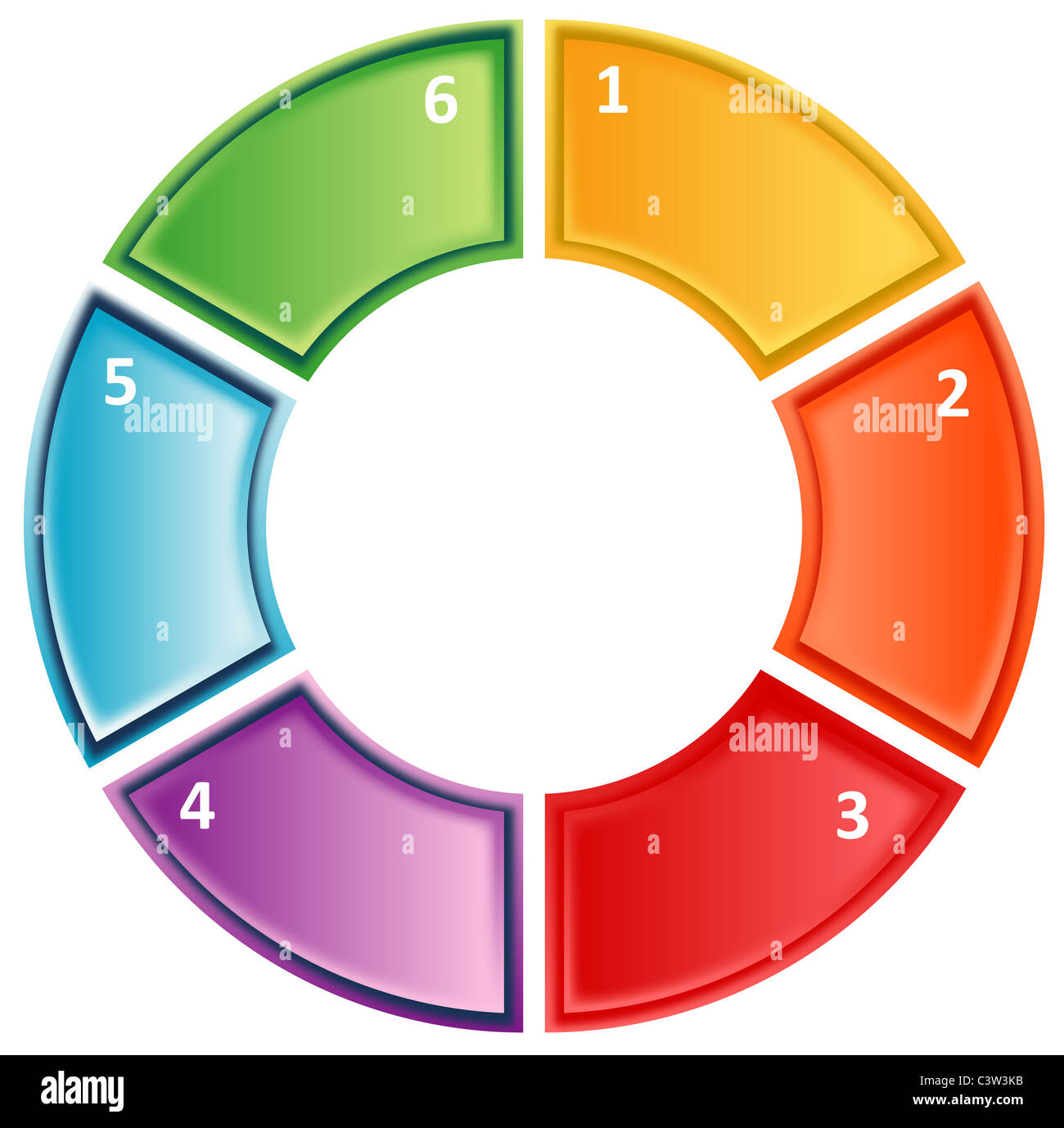 six Blank numbered cycle process business diagram illustration Stock ...