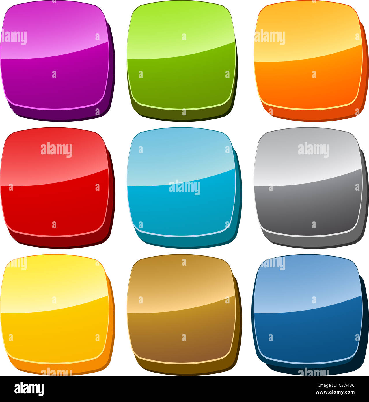 Blank empty navigation icon button multicolored illustration set Stock ...