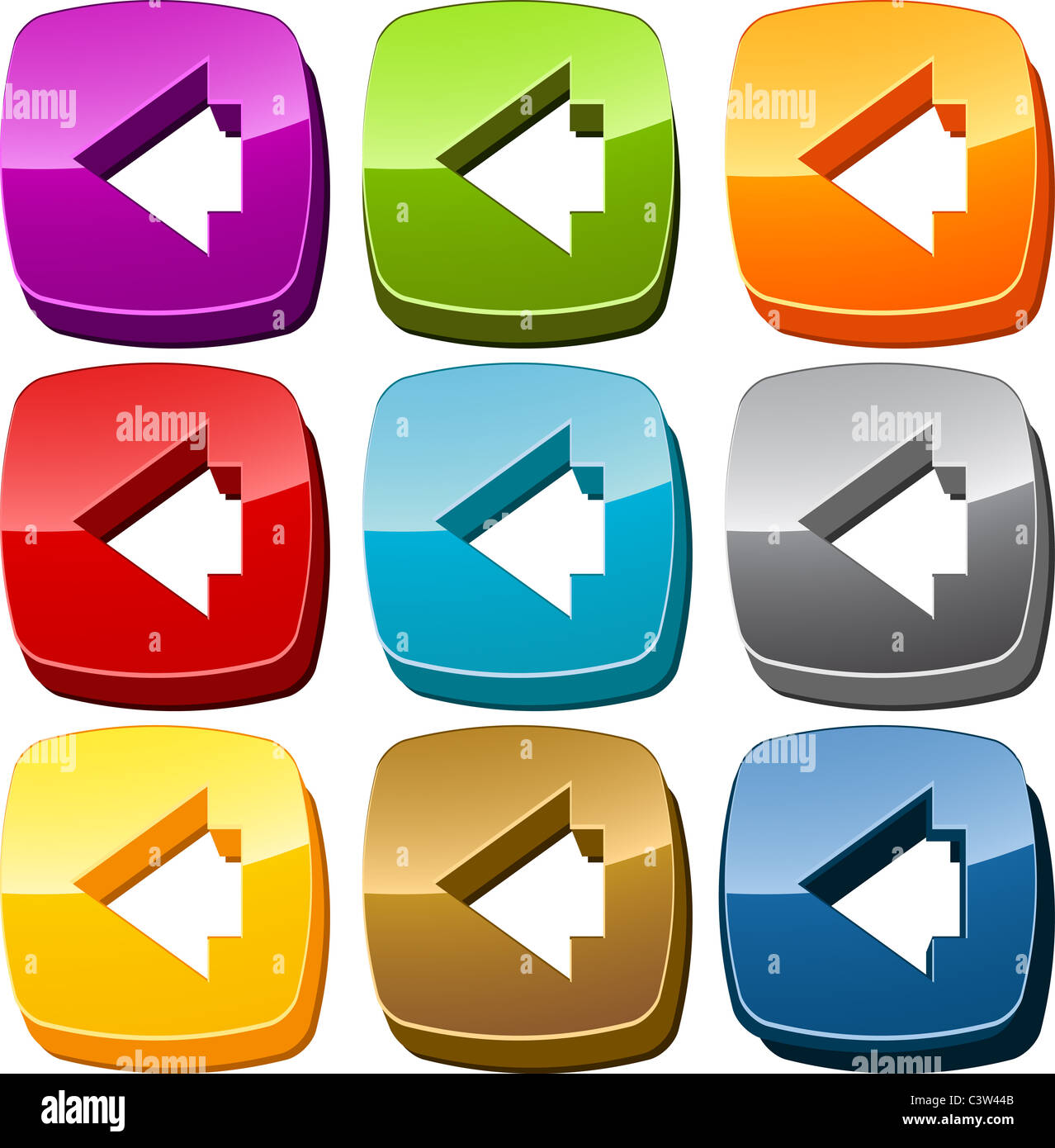 Left back navigation icon button multicolored illustration set Stock ...