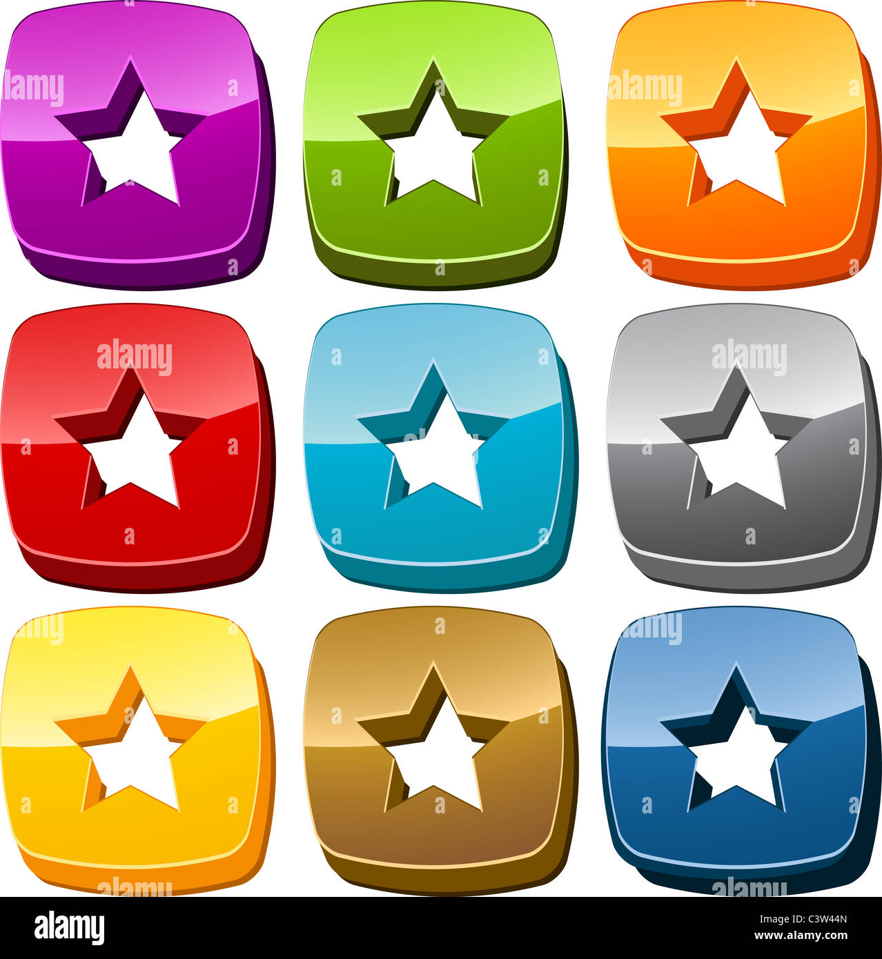 Star favorite bookmark navigation icon button multicolored illustration ...