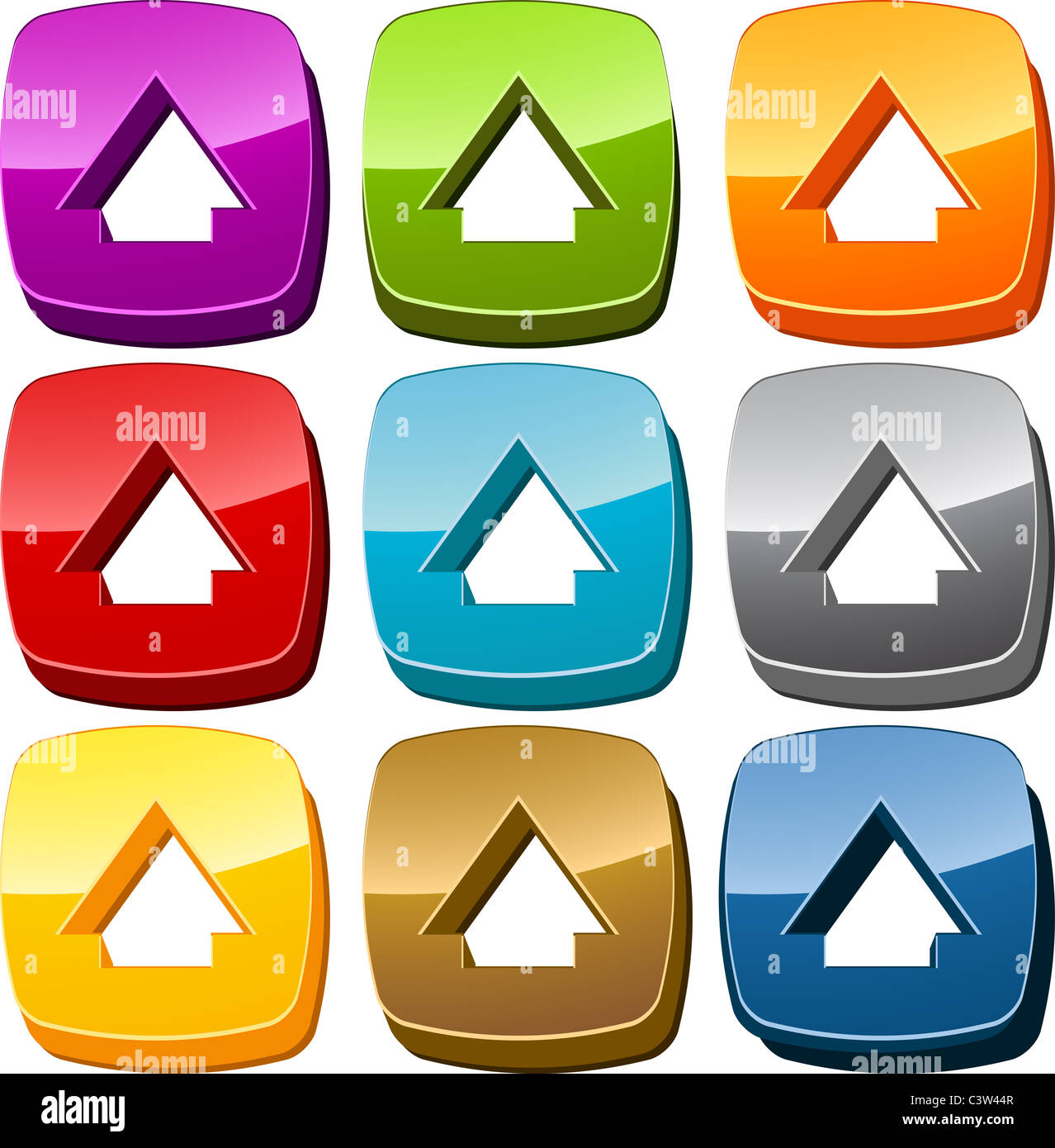 Up upwards back navigation icon button multicolored illustration set ...
