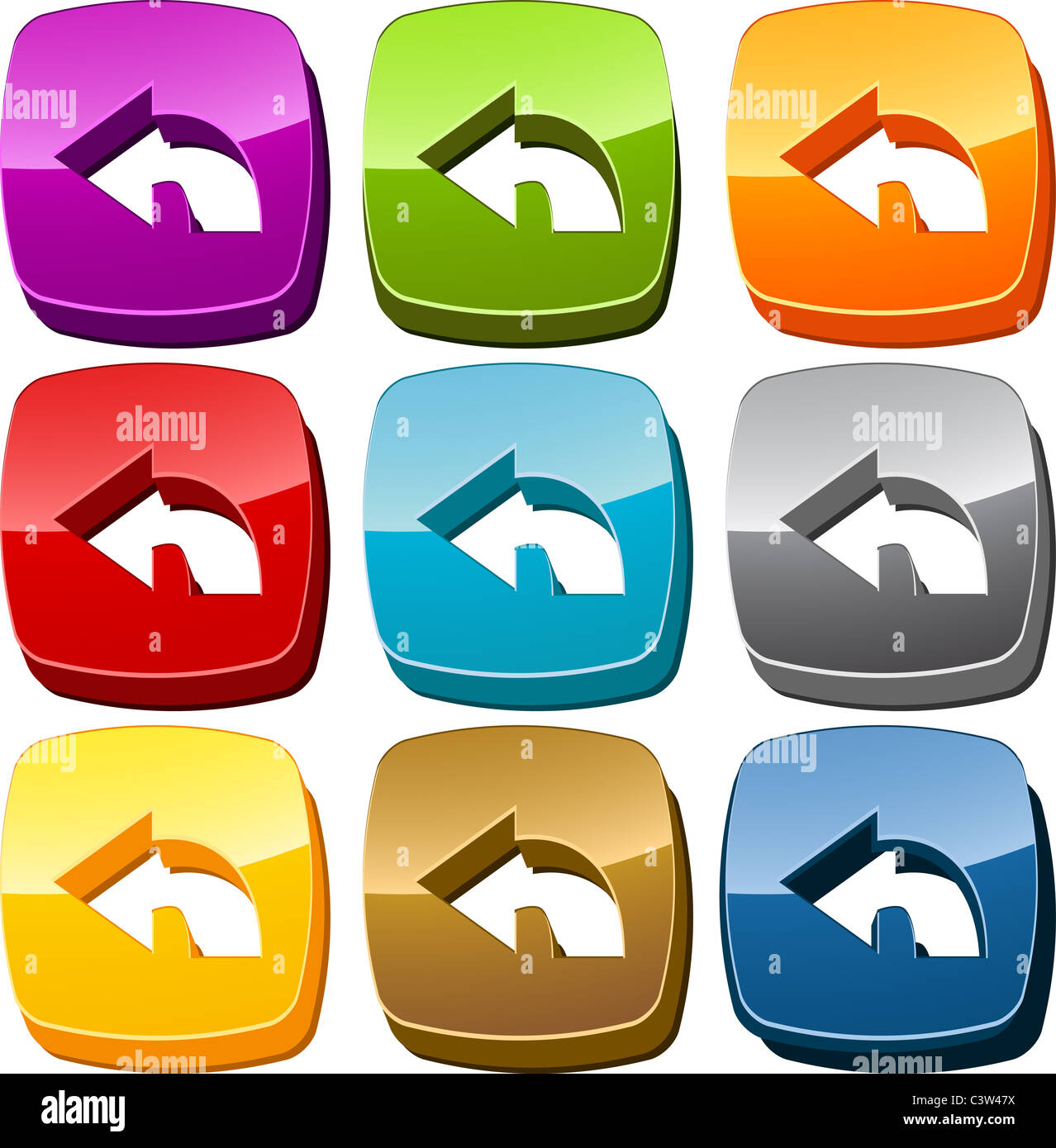 Left back navigation icon button multicolored illustration set Stock ...