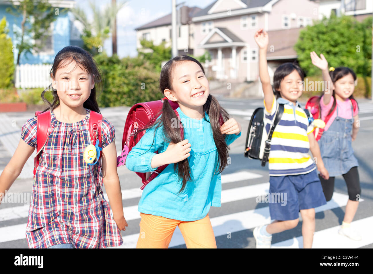 Kids crossing street, Japan Stock Photo - Alamy
