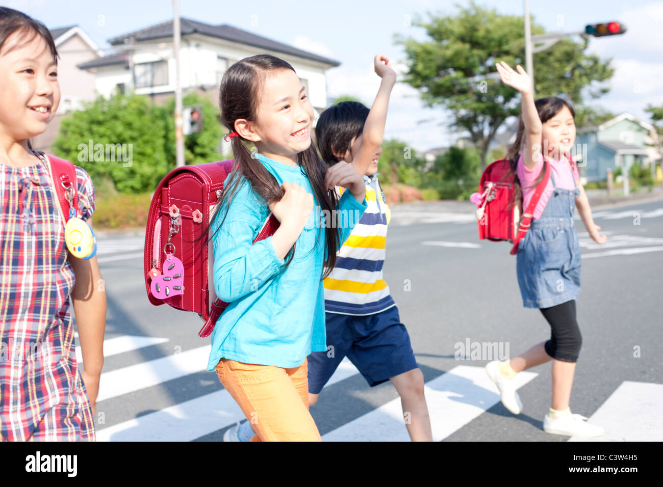 Kids crossing street, Japan Stock Photo - Alamy