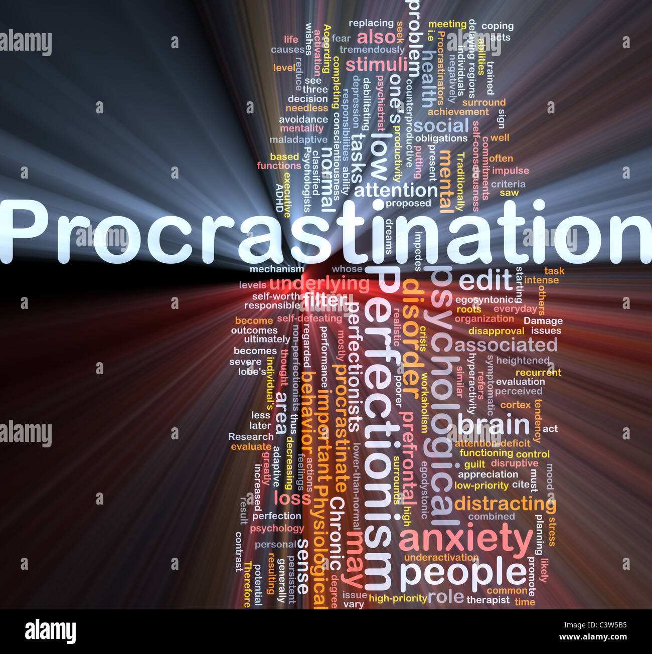Procrastination background concept glowing light Stock Photo - Alamy