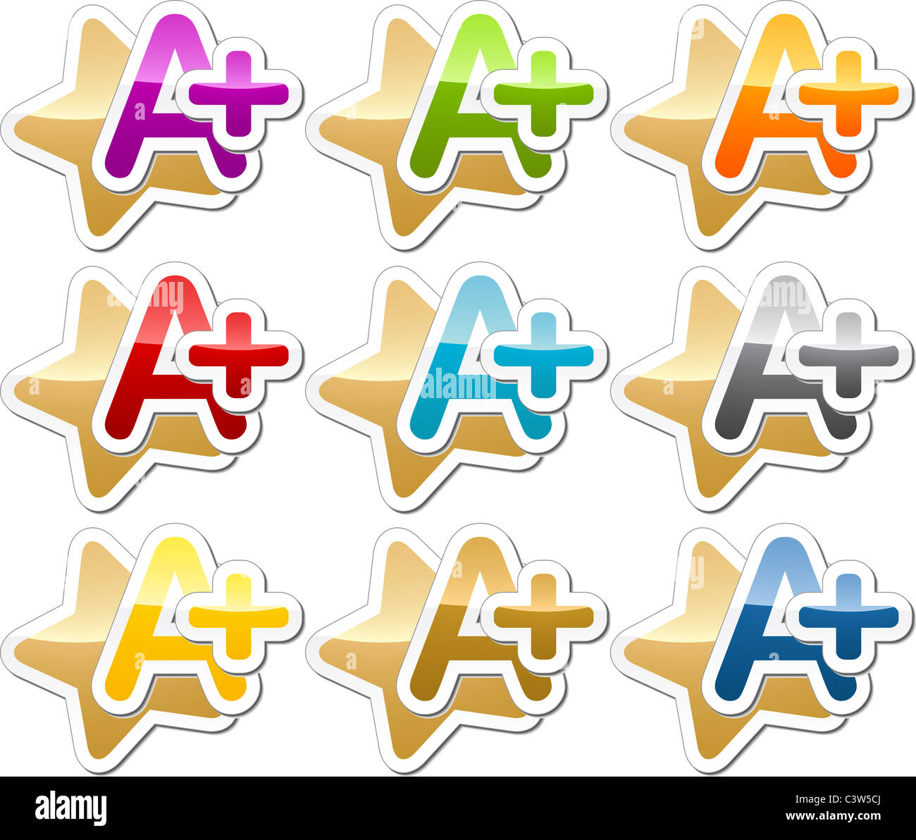 A plus child school education motivation sticker icon set Stock Photo ...