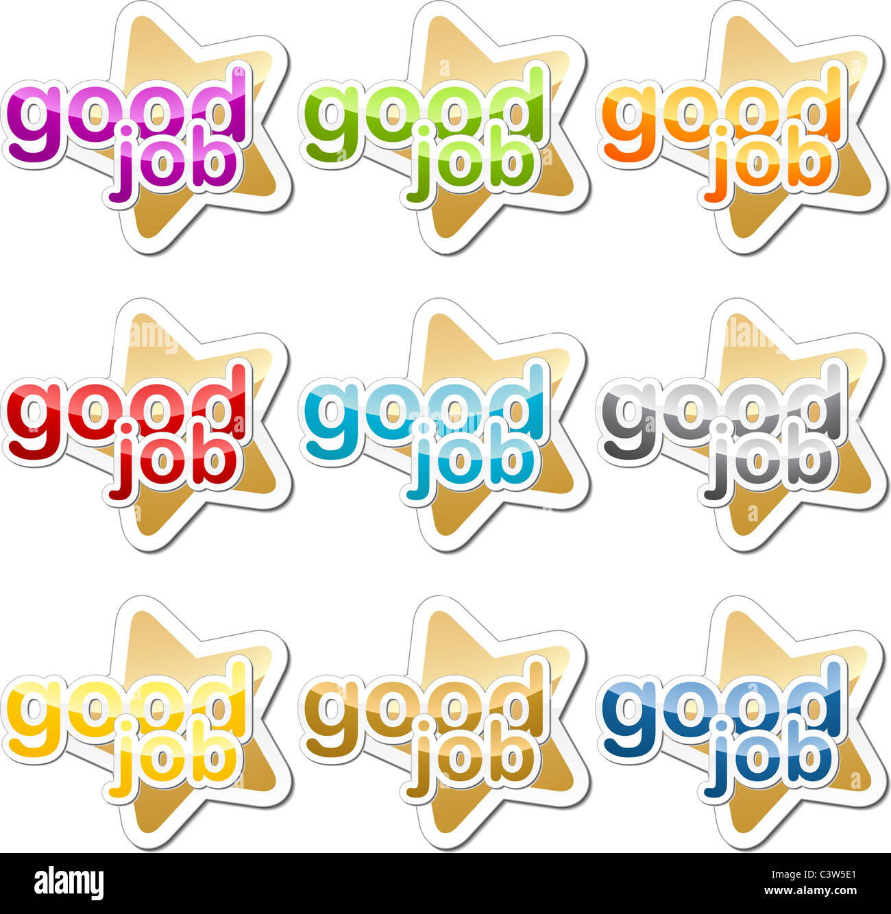 Good job child school education motivation sticker icon set Stock Photo ...