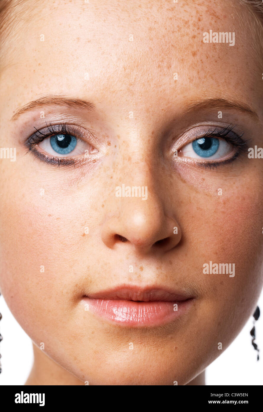 Close-up portrait of a beautiful young blue-eyed model Stock Photo - Alamy