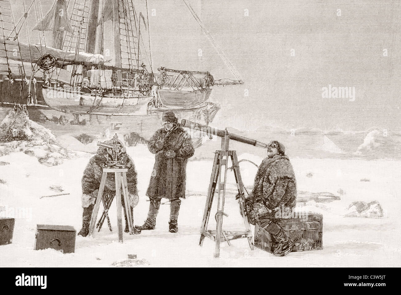 Members of Nansen's Fram Expedition making a solar eclipse observation ...