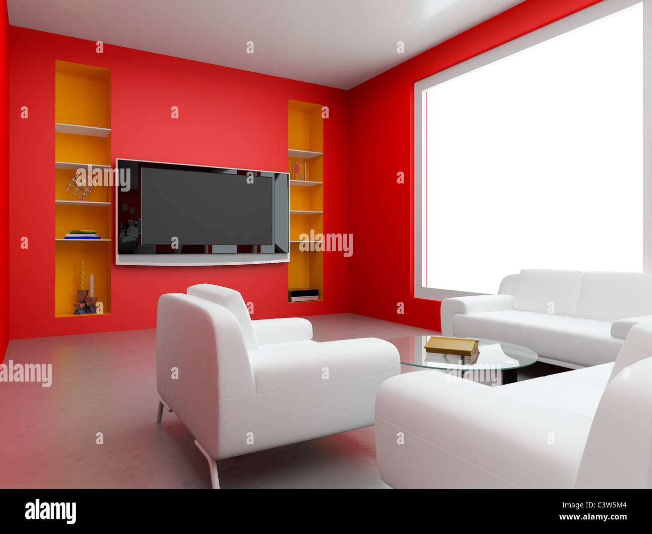 High resolution image. 3d rendered illustration. Apartments in a modern ...