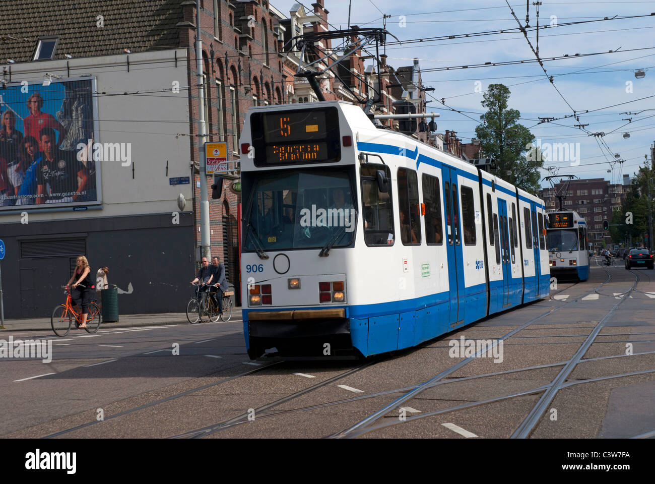 The number 5 tram in the streets of Amsterdam, Netherlands Stock Photo ...