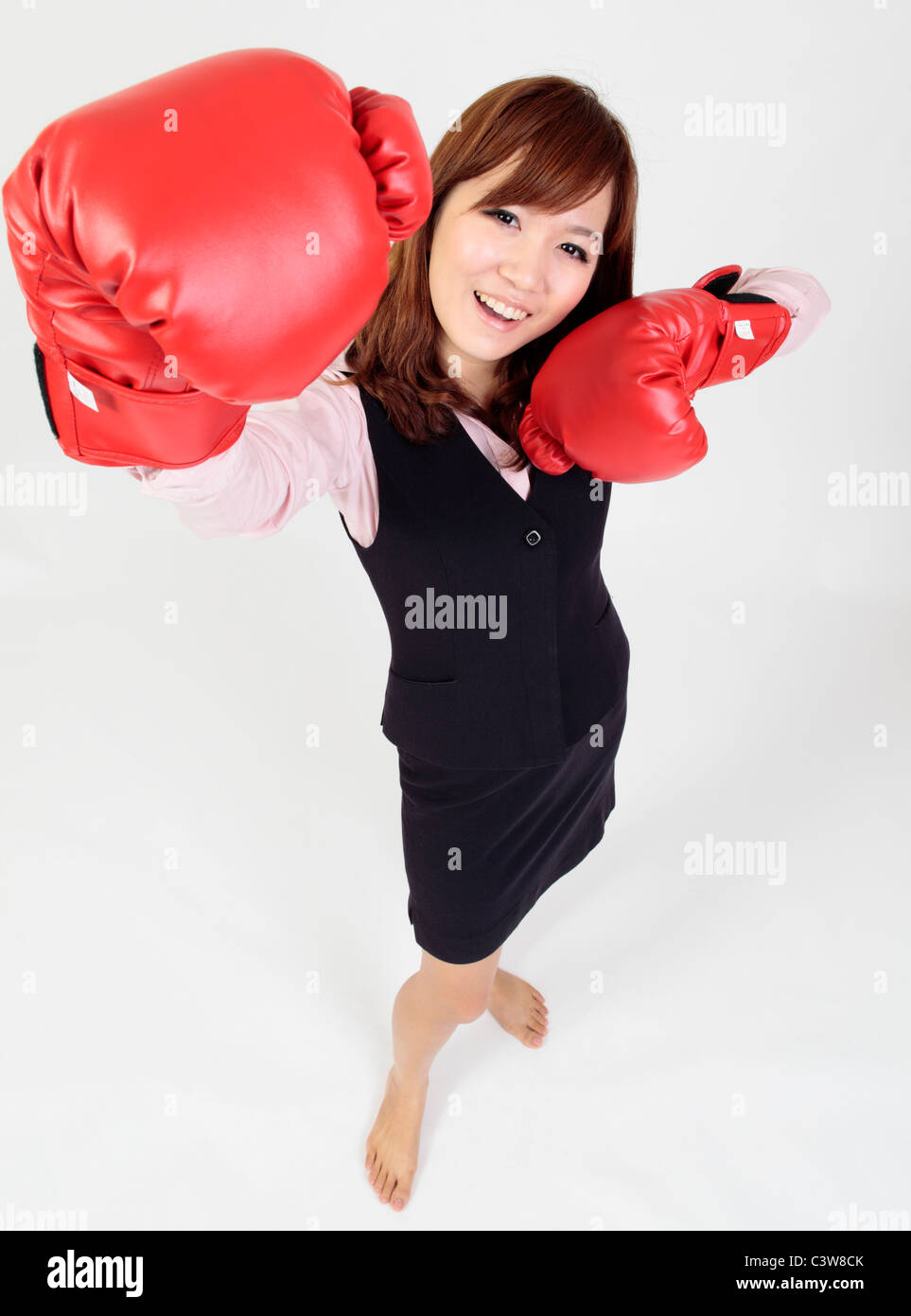 Office lady plays boxing Stock Photo - Alamy