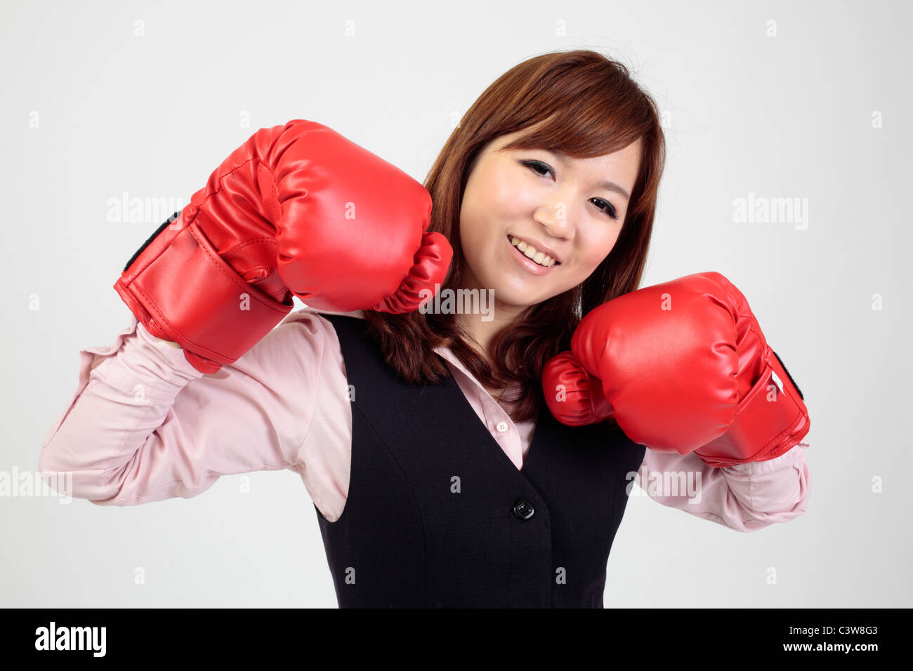 Office lady plays boxing Stock Photo - Alamy