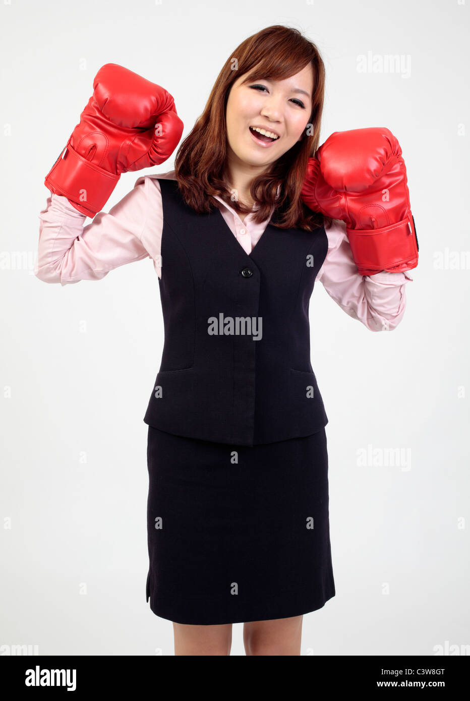 Office lady plays boxing Stock Photo - Alamy