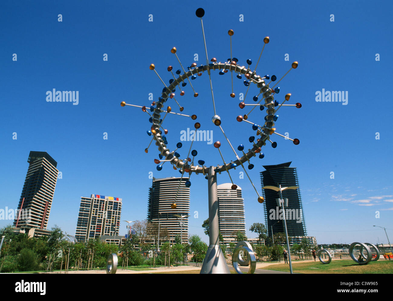 The "Blowhole" sculpture in the Docklands Park of the Melbourne ...