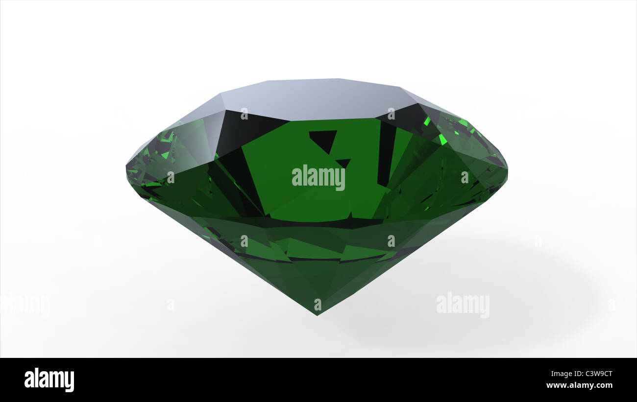 green diamond gemstone, render, isolated on white Stock Photo - Alamy