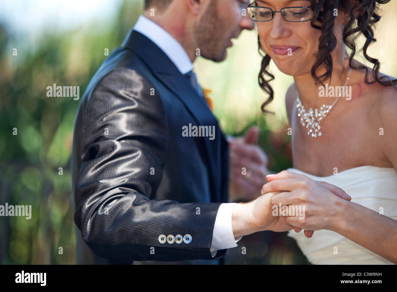 Wedding couple dancing happily outdoor Stock Photo - Alamy