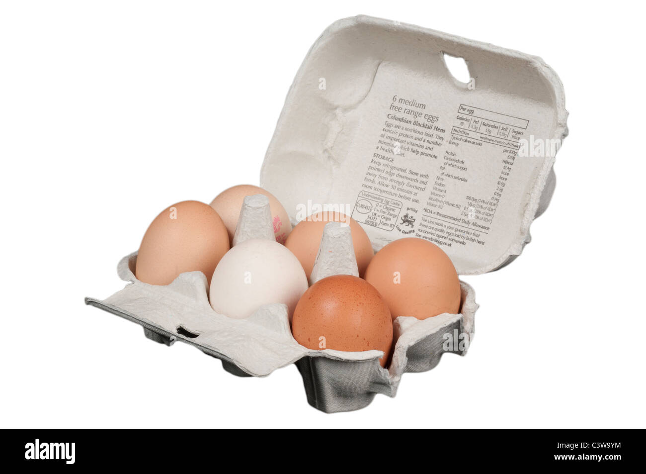Box of Eggs Open on a White Background Stock Photo - Alamy