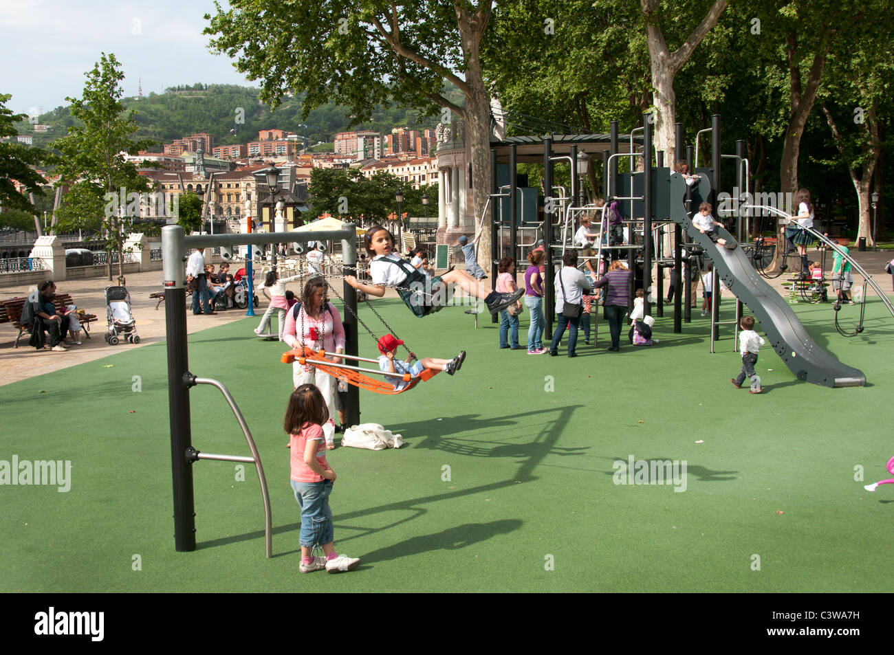 Bilbao Spain Spanish Basque Country Plaza Nueva children playground ...