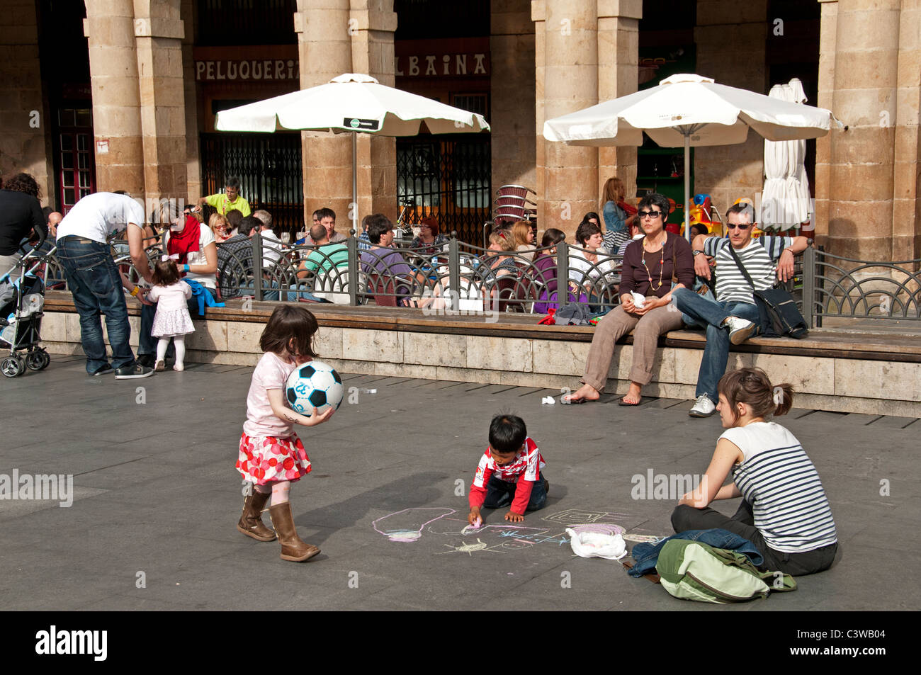 Bilbao Spain Spanish Basque Country Plaza Nueva children playground ...