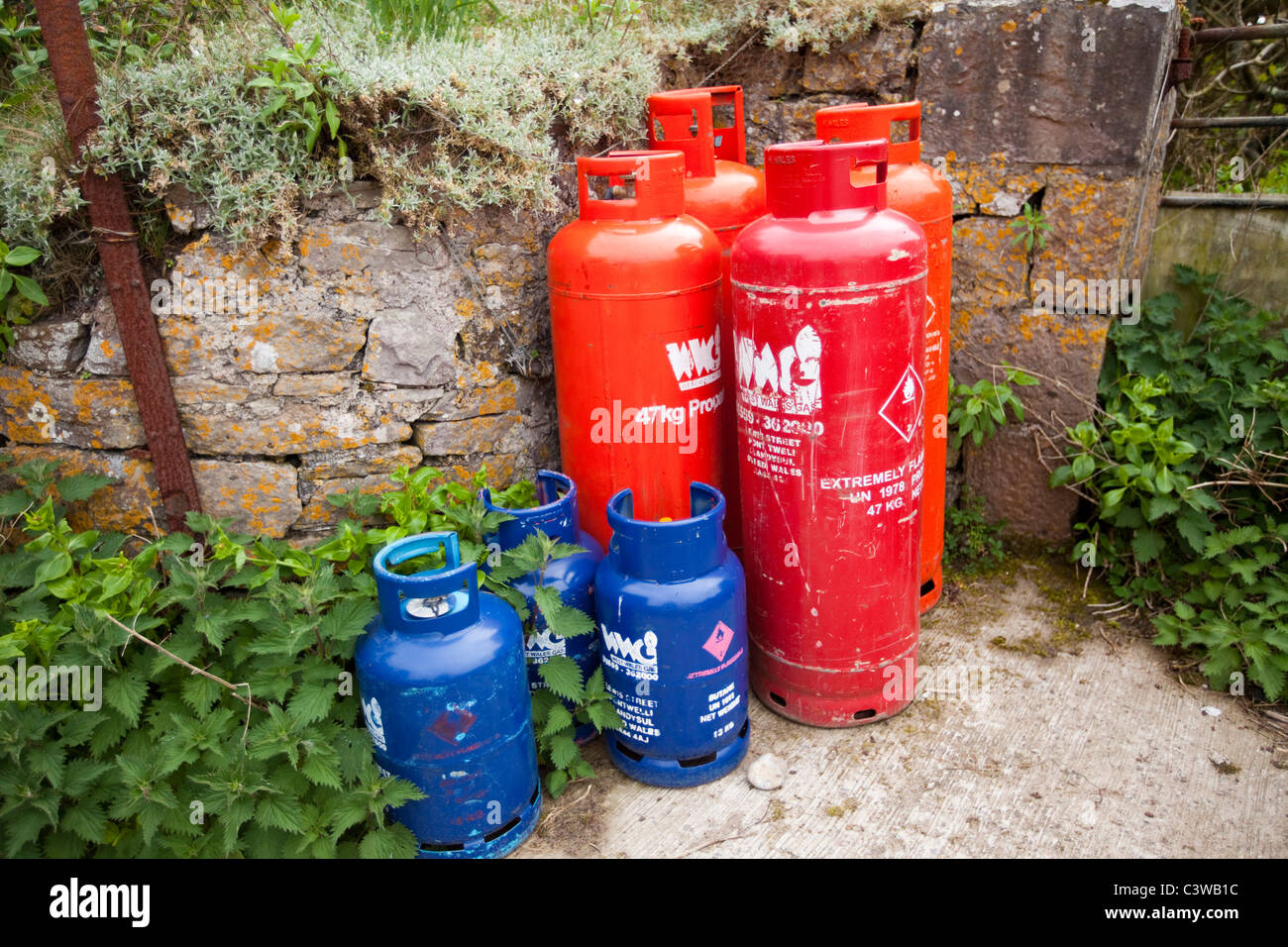 Gas bottles blue propane lng natural gas energy cylinder hi-res stock ...