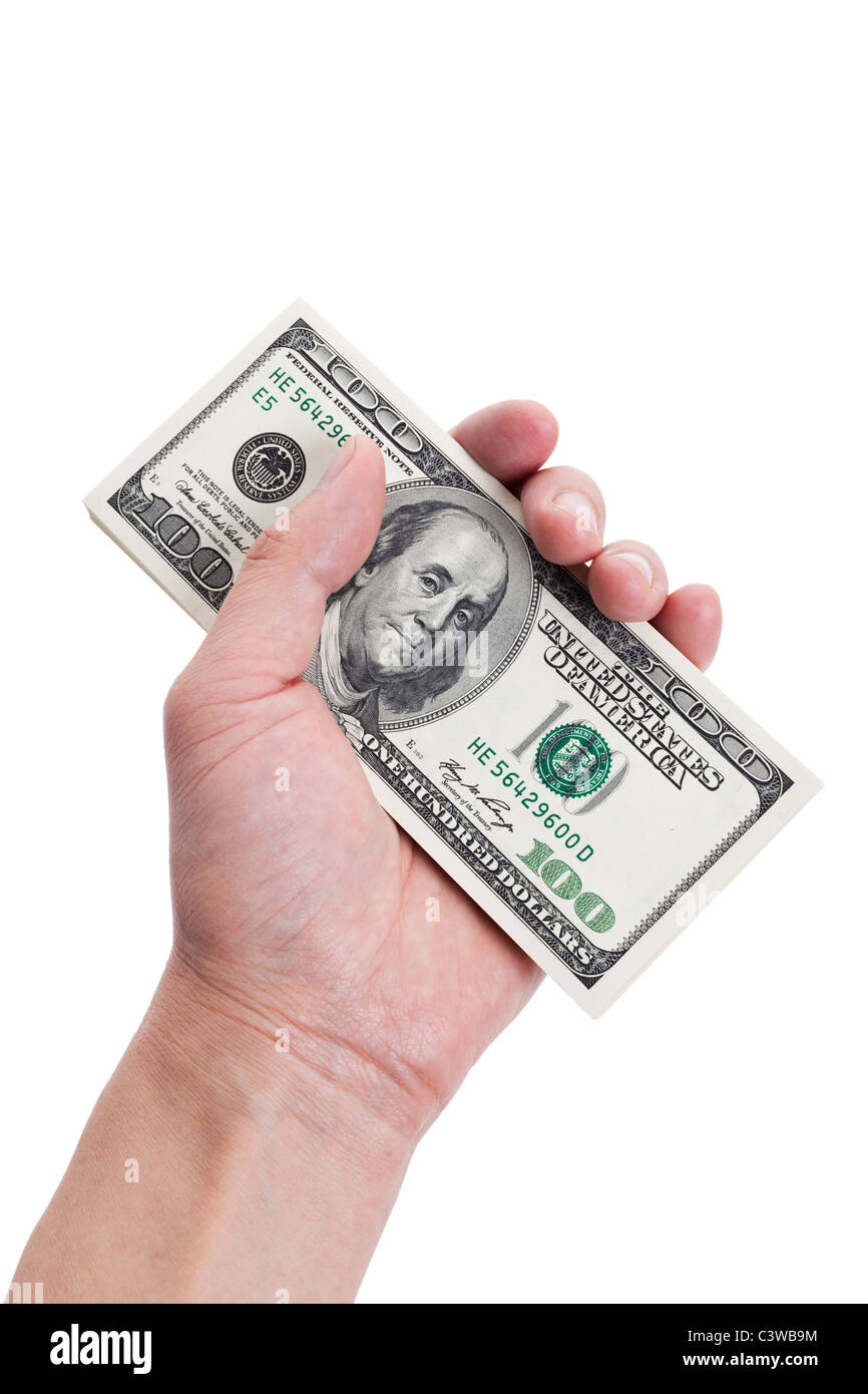 Hand Holding Hundred Dollar Bills Stock Photo - Alamy