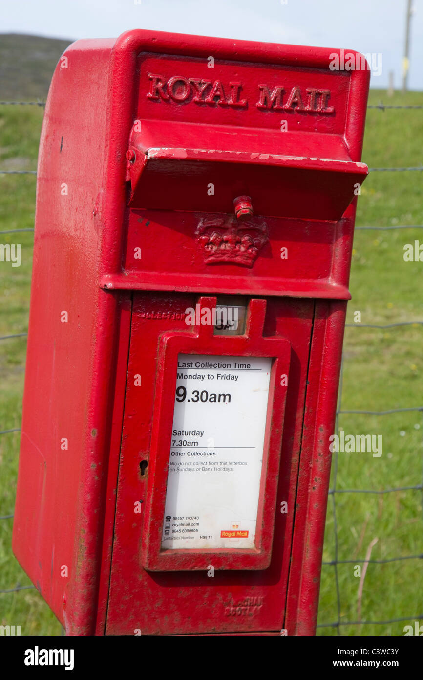 traditional red letter box with storm flap isle of barra scotland uk ...