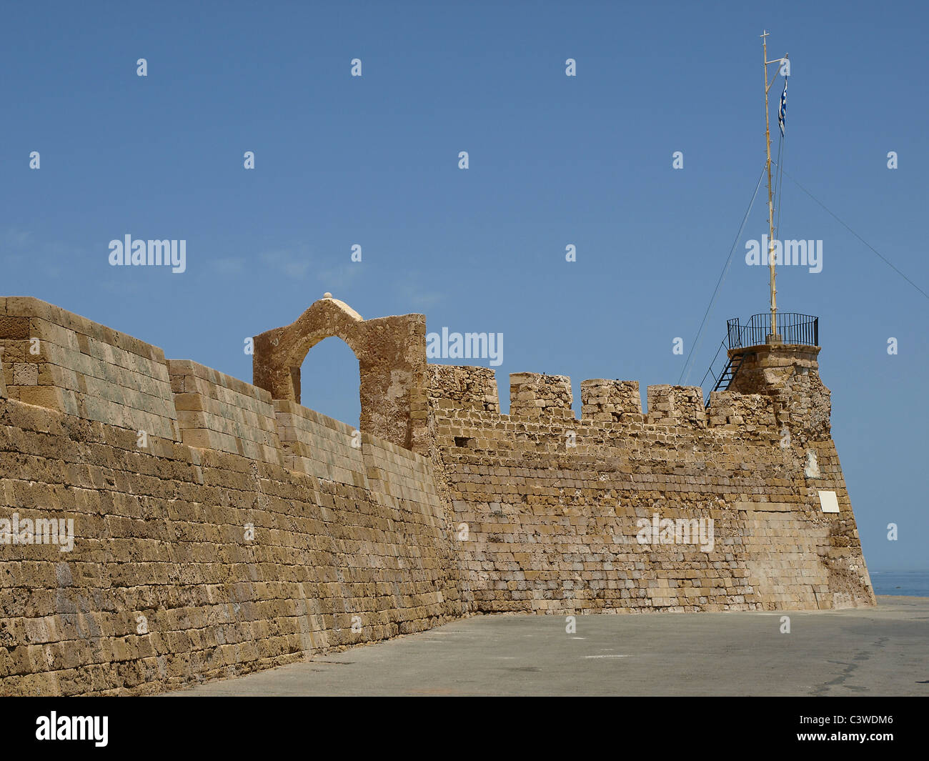Rhodes Landmark Mandrake Port. Greece Stock Photo - Alamy