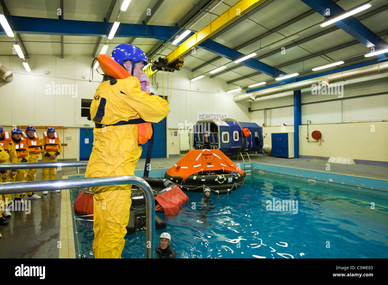 Workers in the offshore industry practice helicopter ditching ...