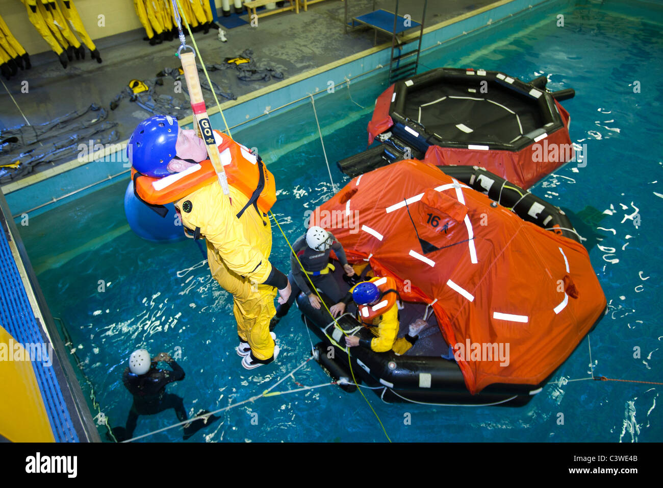 Workers in the offshore industry practice helicopter ditching ...