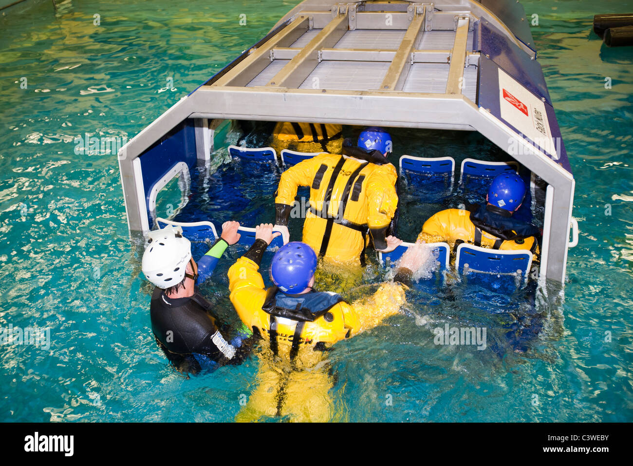 Workers in the offshore industry practice helicopter ditching ...