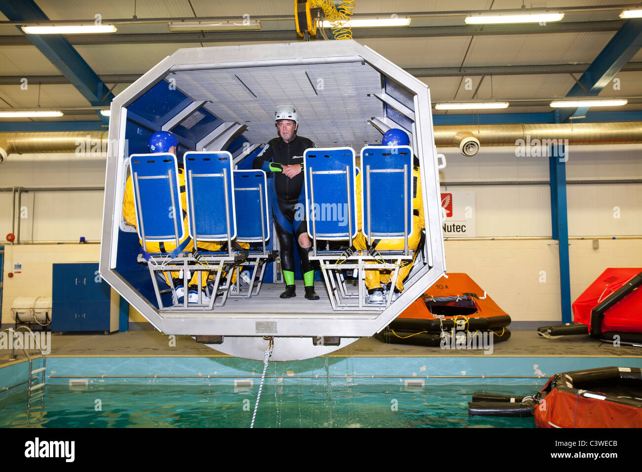 Workers in the offshore industry practice helicopter ditching ...